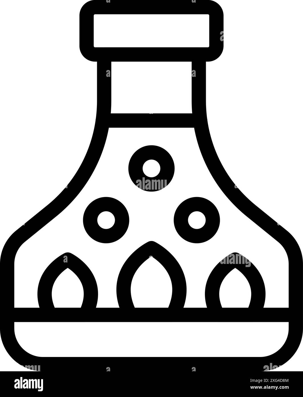 Line art icon depicting a laboratory flask with seeds growing in a ...