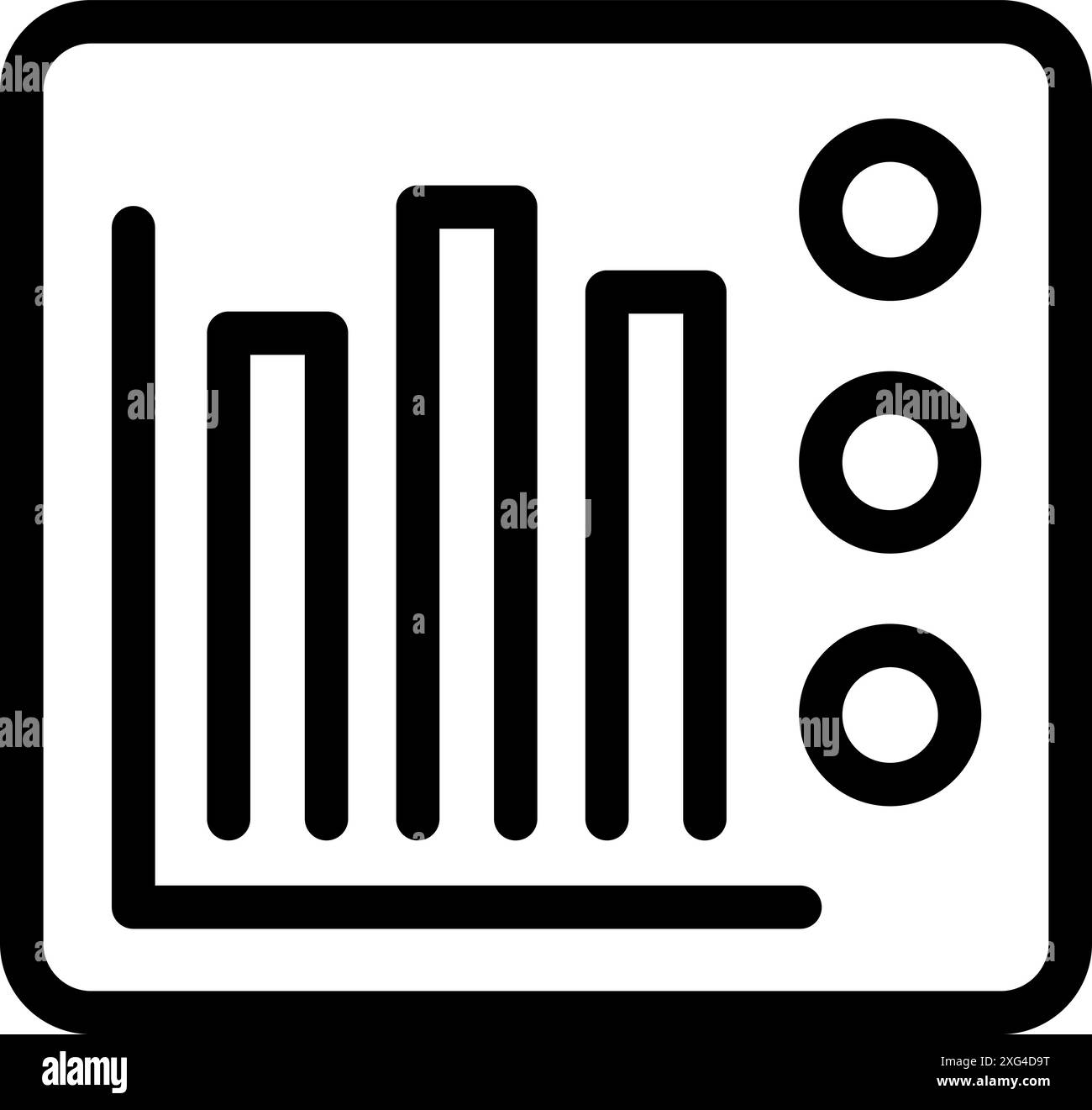 Simple Black And White Icon Of A Bar Chart With Buttons Symbolizing Data Analysis And User