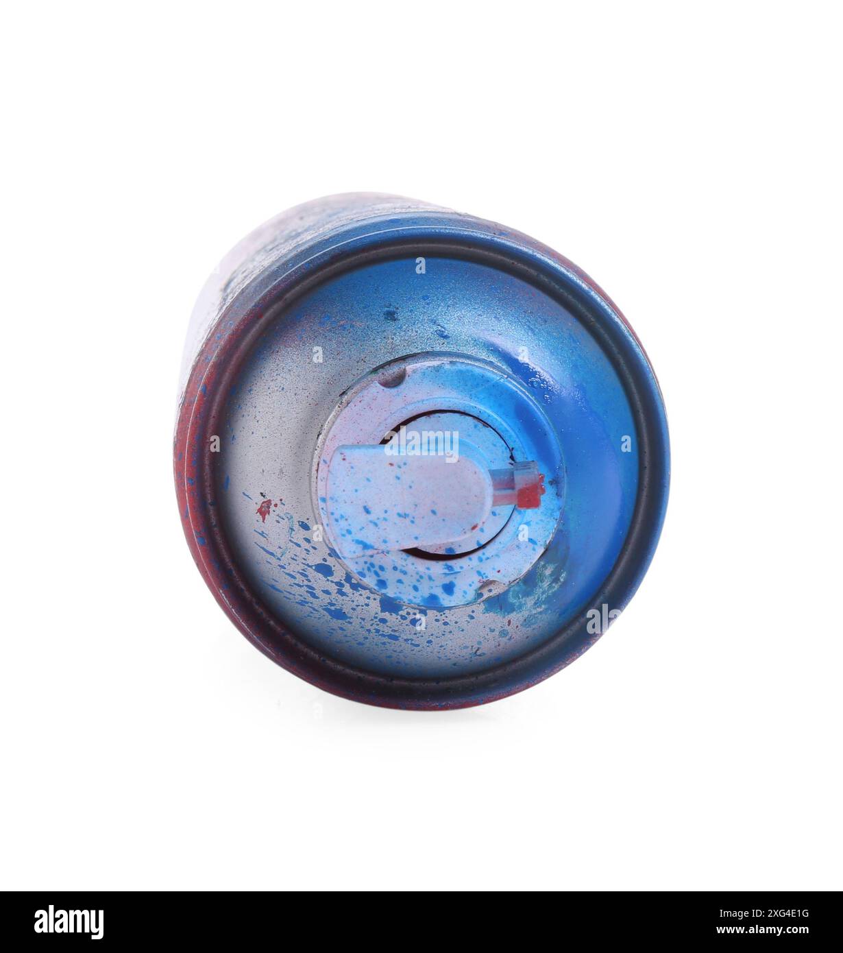One can of bright spray paint isolated on white, top view Stock Photo ...