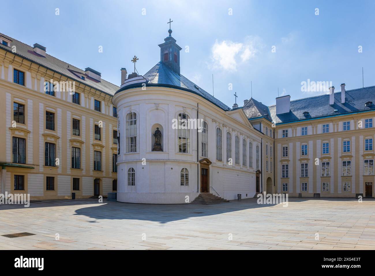 Facade of the Chapel of the Holy Cross (Kaple svatého Kříže) in Prague ...