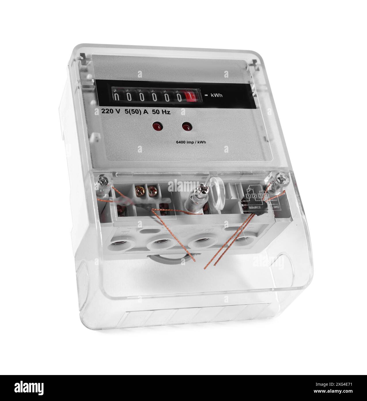 Electric meter isolated on white. Energy measuring device Stock Photo ...