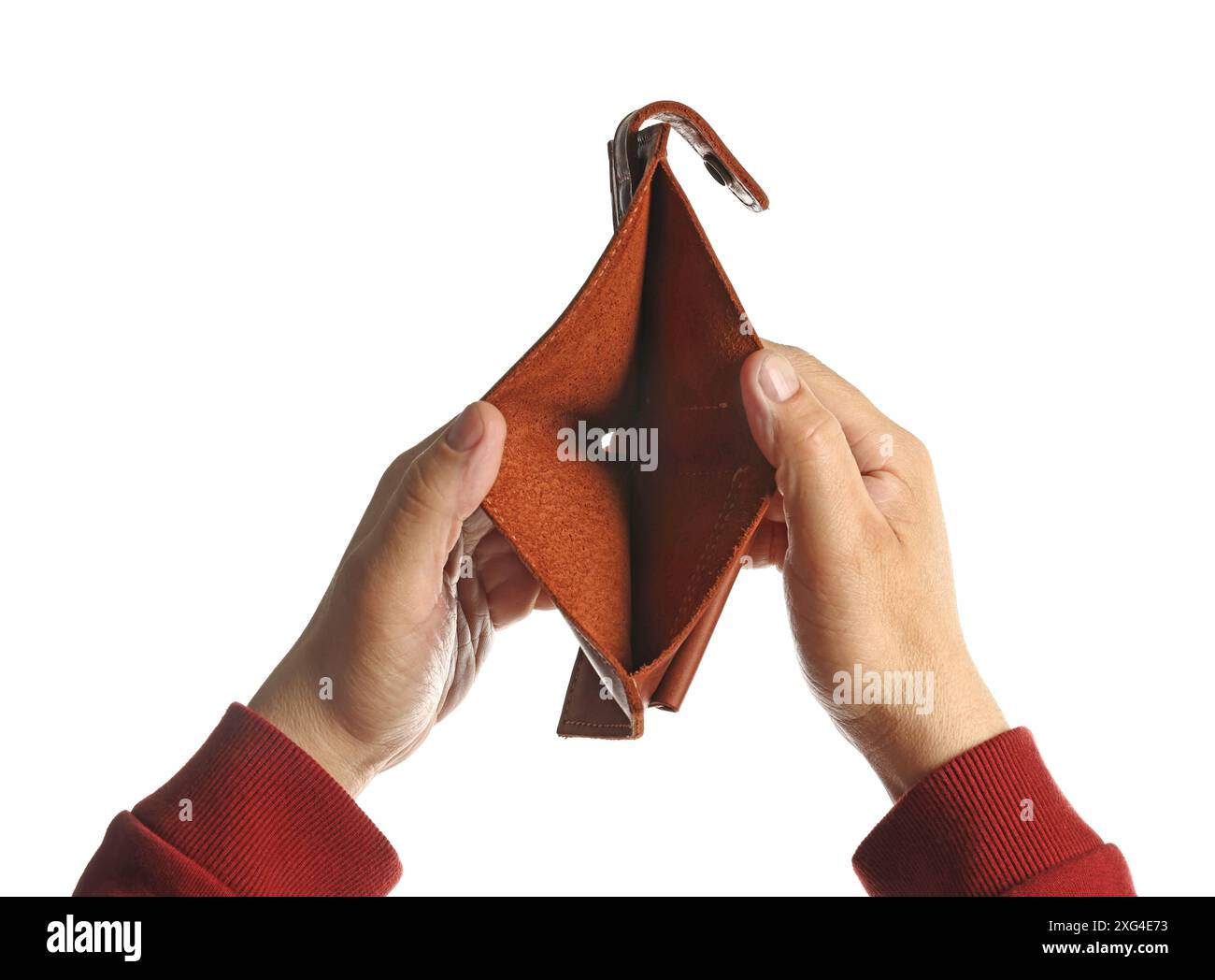 Hands holding empty wallet Cut Out Stock Images & Pictures - Alamy