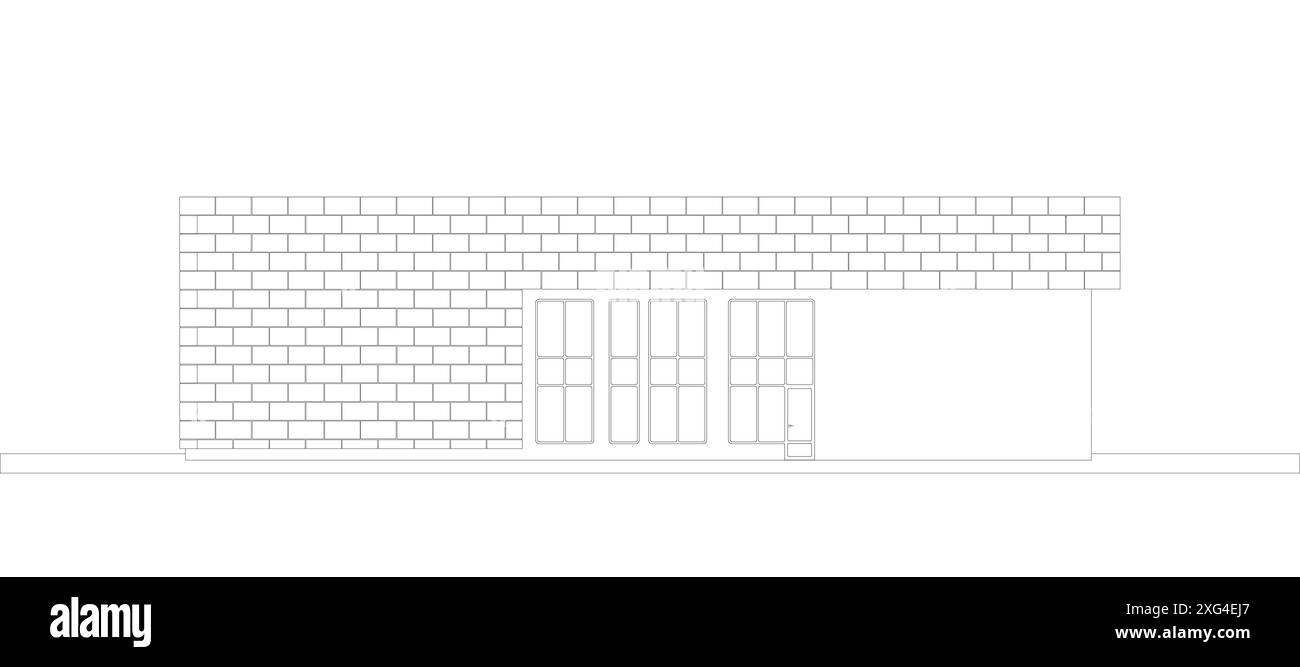 Modern commercial building. Sketch of a supermarket building Stock ...