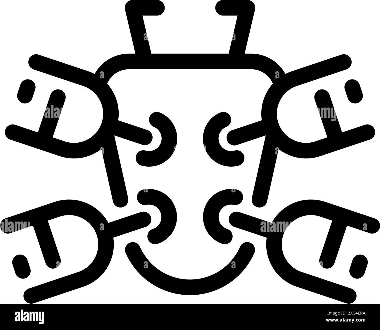 Black icon of a nanorobot injecting dna into a cell nucleus ...