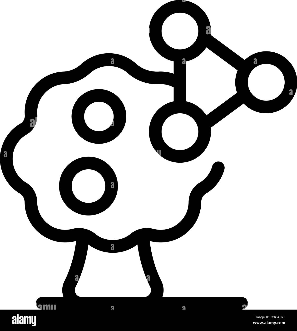 Simple line icon of a tree with a brain shape and a network growing ...