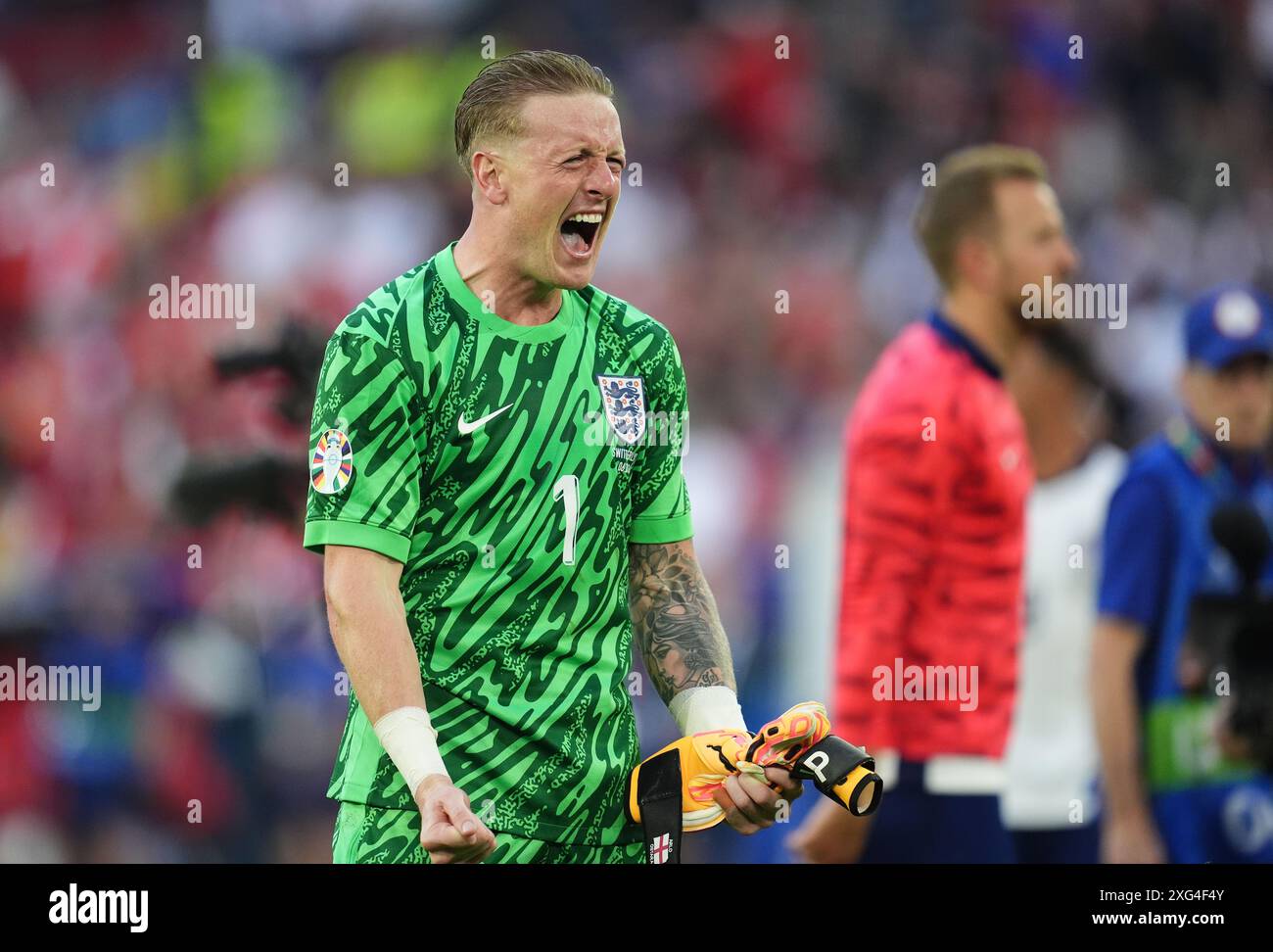 England goalkeeper Jordan Pickford celebrates after their side’s ...