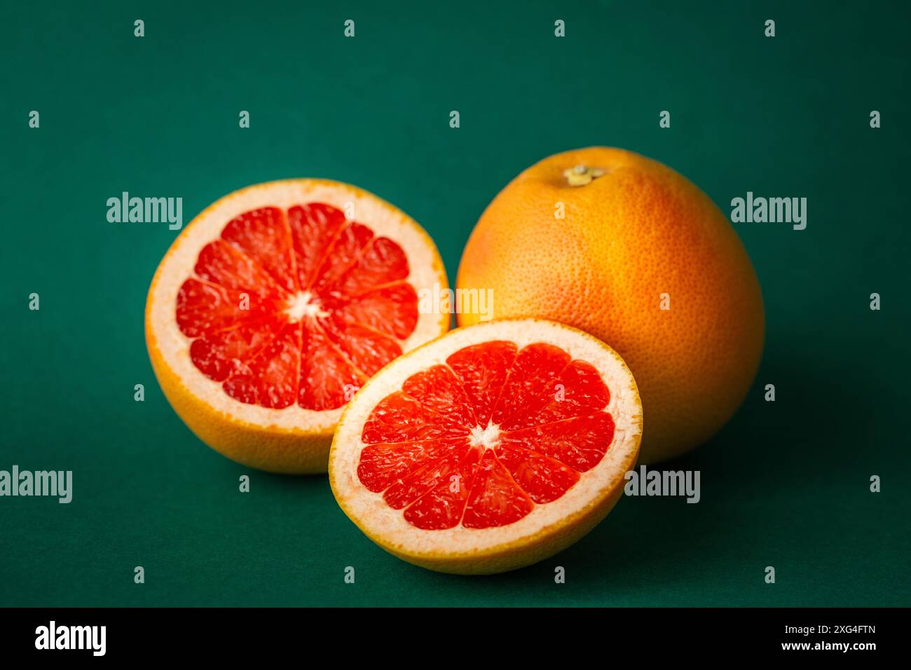 Healthy and juicy grapefruit. A cross-section of fruit full of vitamins ...