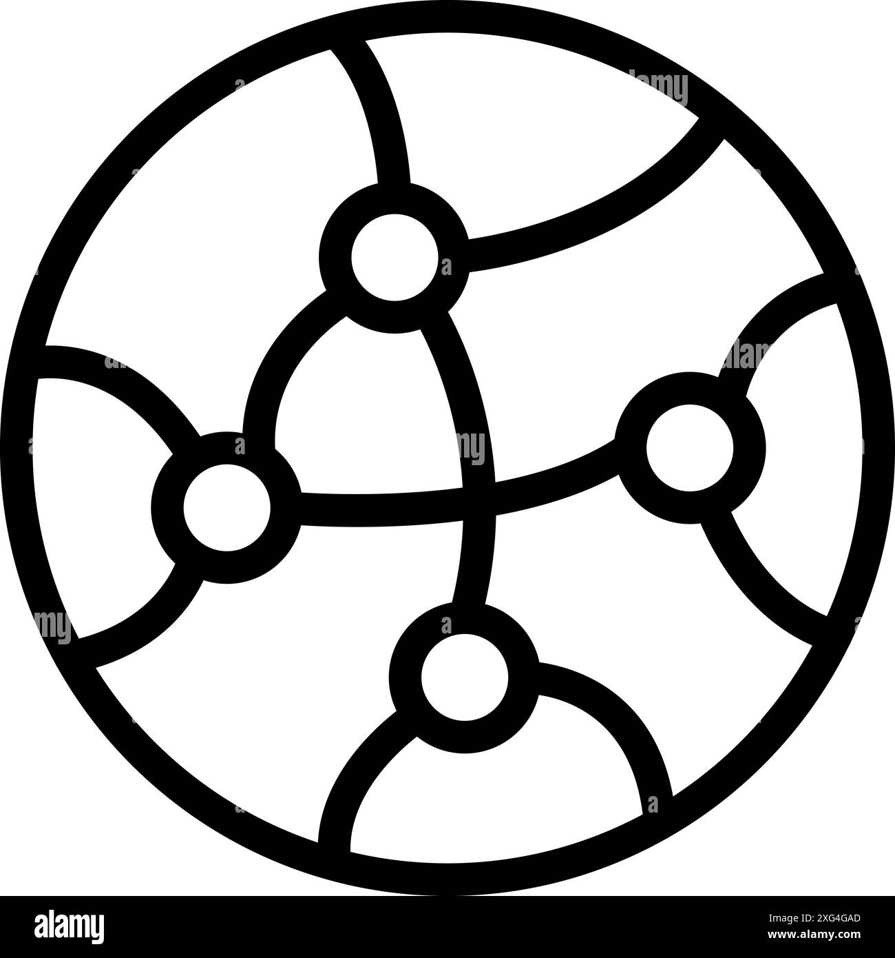 Black and white icon of a network connecting points around the world ...