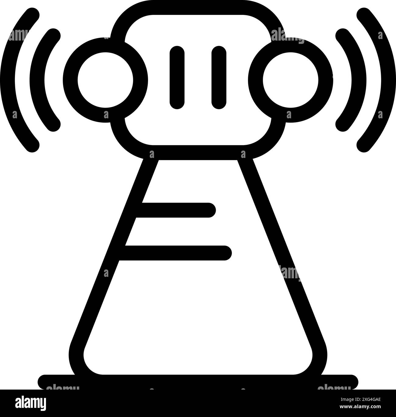 Broadcasting equipment transmitting radio waves icon, outline style for ...