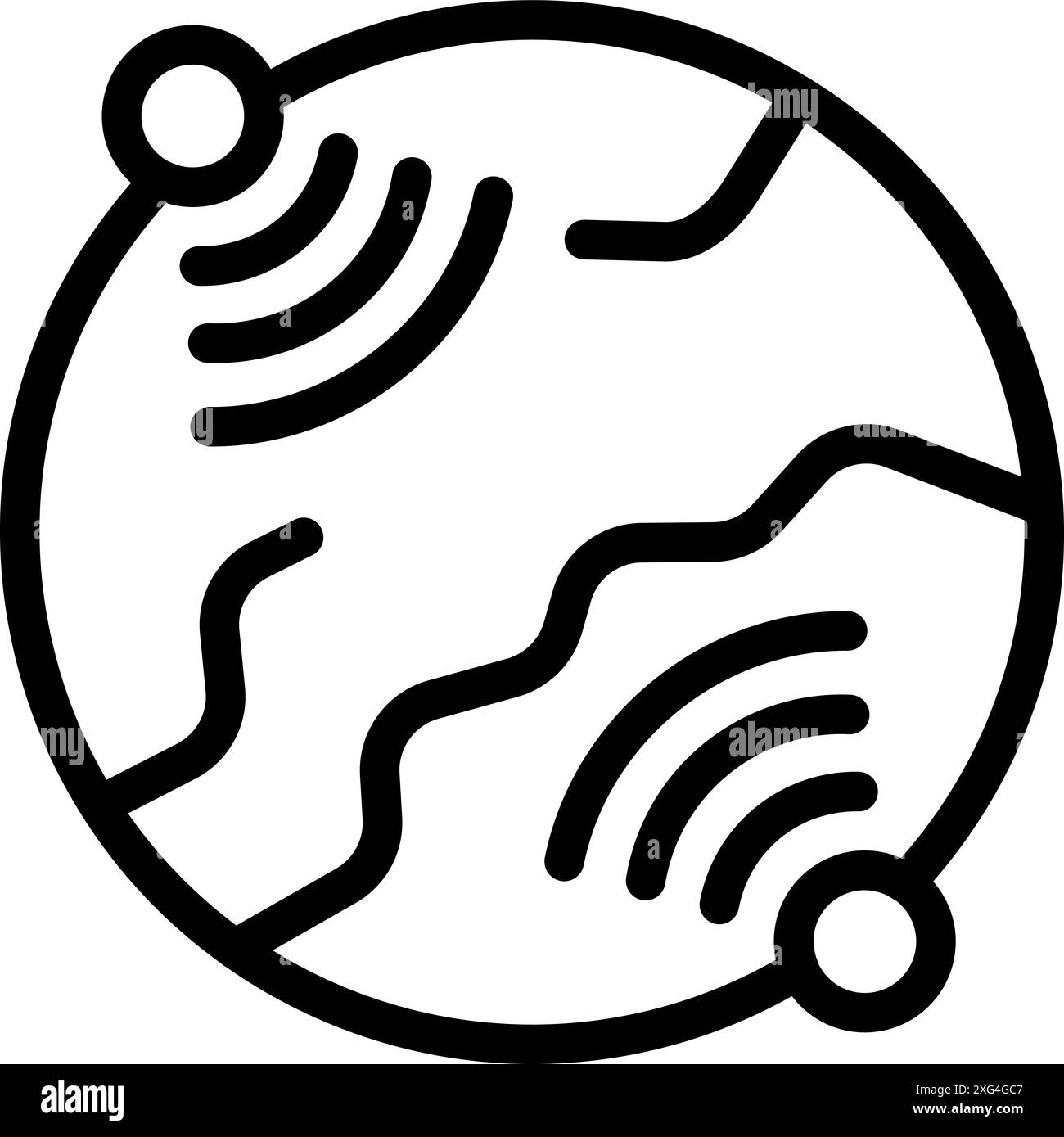 Stylized depiction of worldwide communication with signals connecting ...