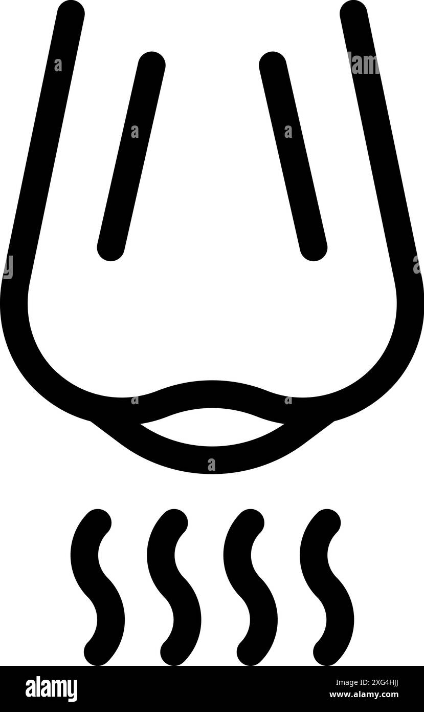 Line art icon of a nose breathing through the nostrils and exhaling air ...