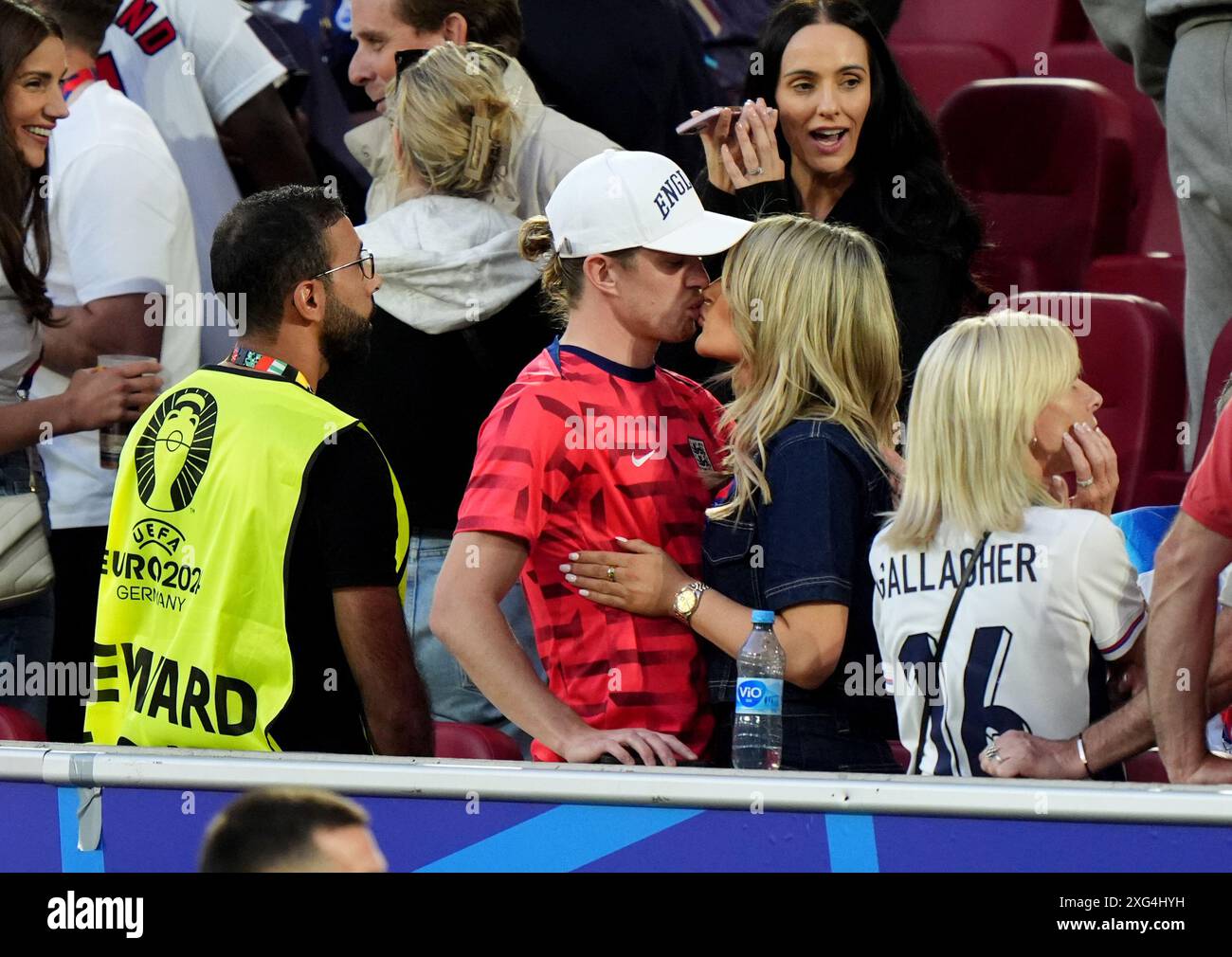 England's Conor Gallagher kisses his partner Aine May Kennedy after the ...