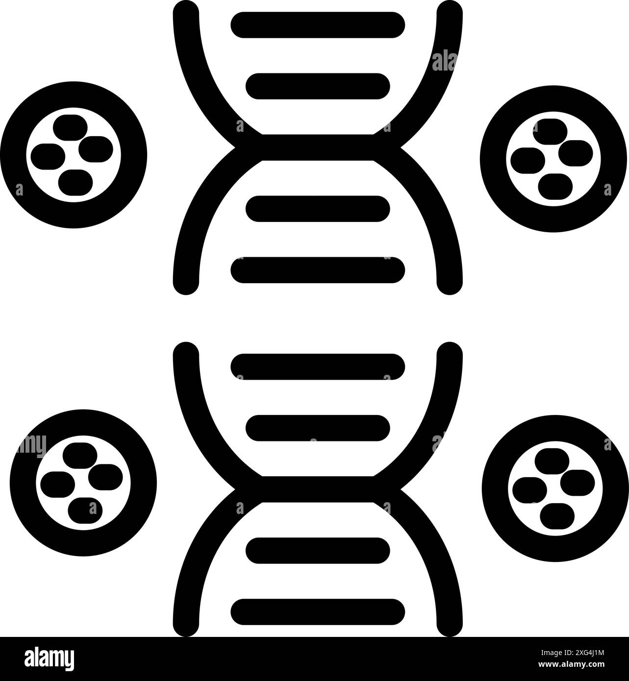 Dna structure surrounded by cells, representing concepts in biology ...