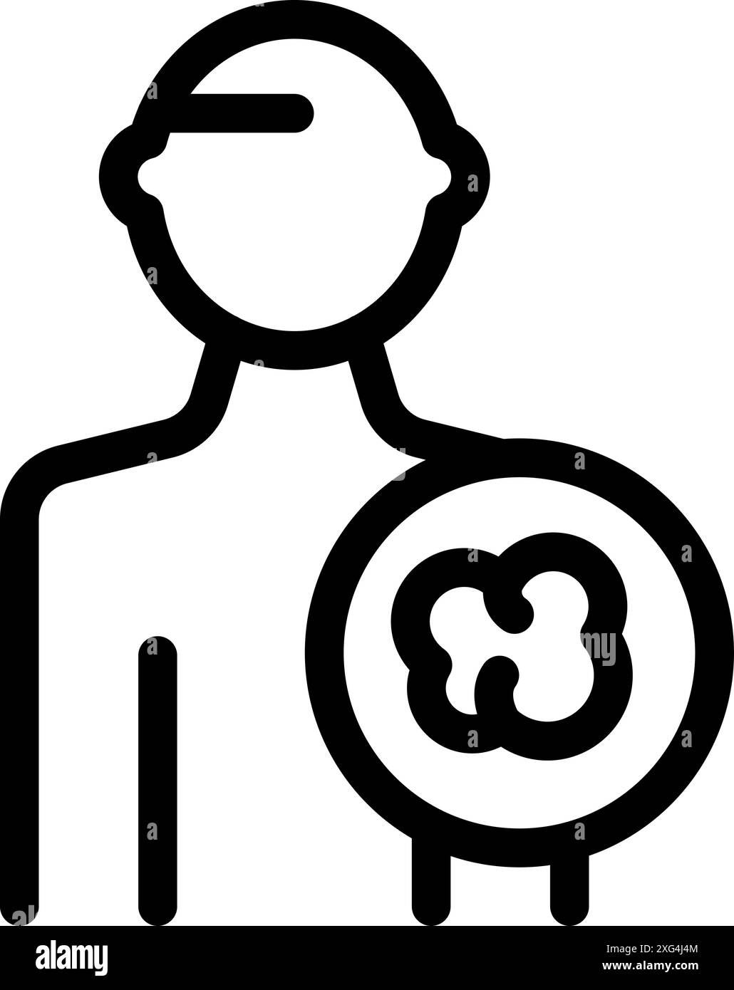 Line icon representing a patient suffering from brain cancer and ...