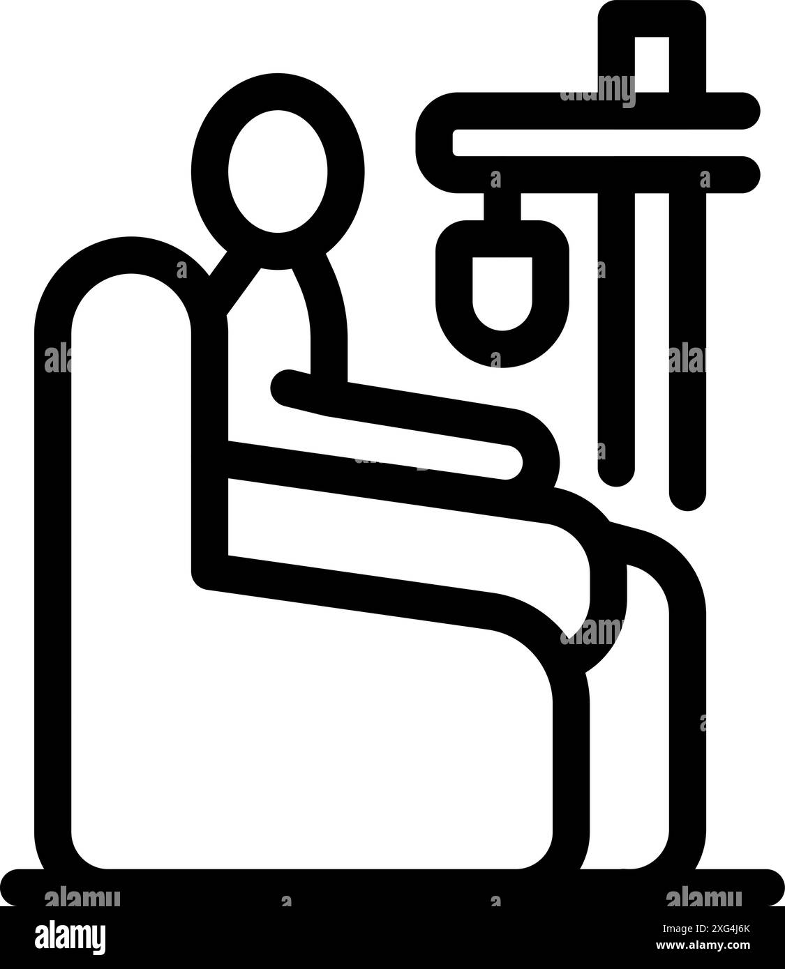 Patient is receiving intravenous therapy while sitting comfortably on a ...