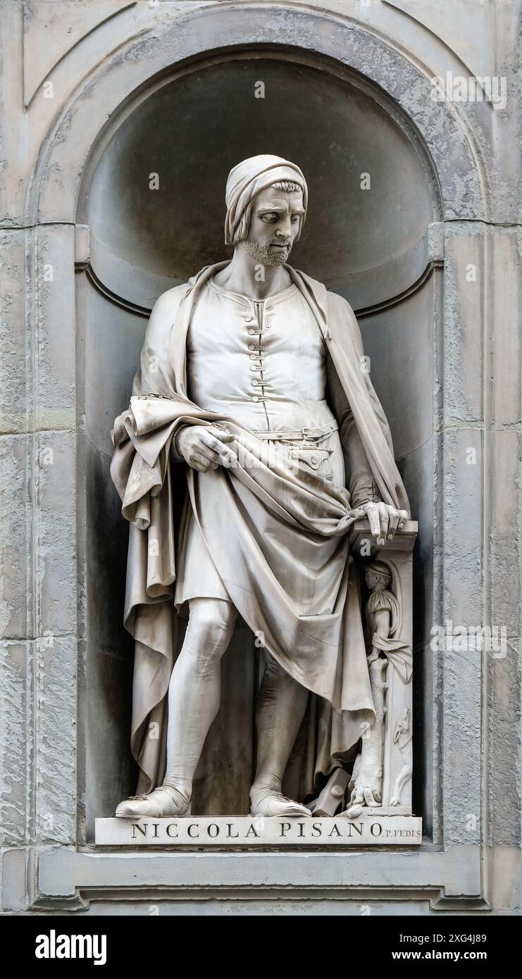 Nicola Pisano, statues in the Niches of illustrious Tuscan figures in ...