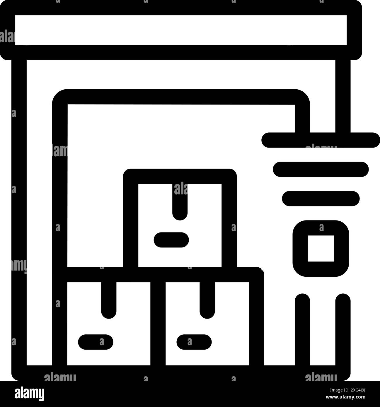 Simple icon of a warehouse storage room receiving packages from a ...