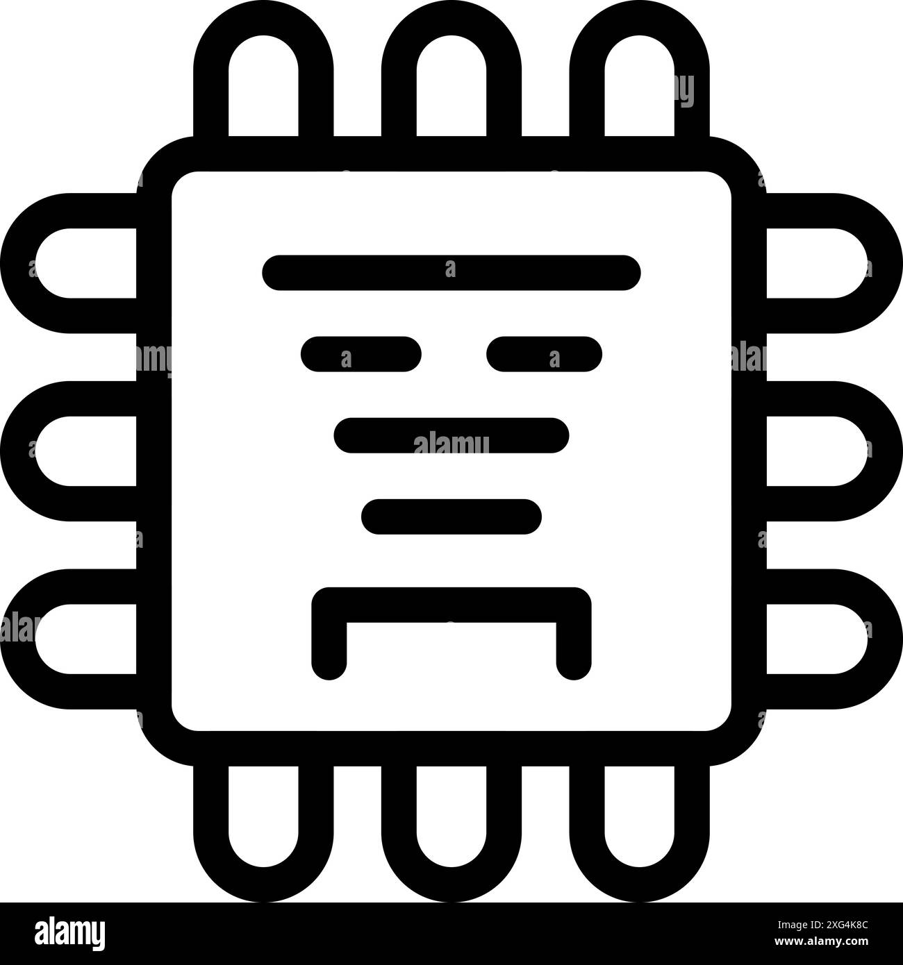 Line art icon of a microchip representing the concept of computer ...