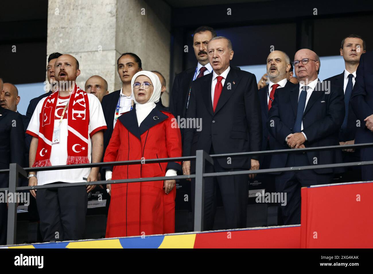 BERLIN - Turkish President Recep Tayyip Erdogan and his wife Emine Erdogan during the UEFA EURO ...