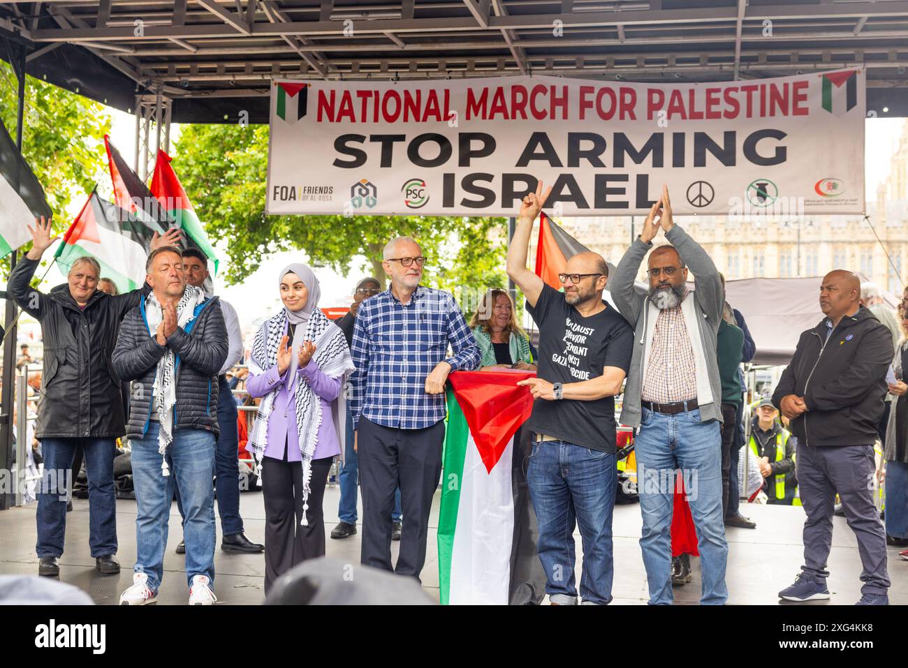 London, UK. 06 JUL, 2024. Speakers at the National March for Palestine ...