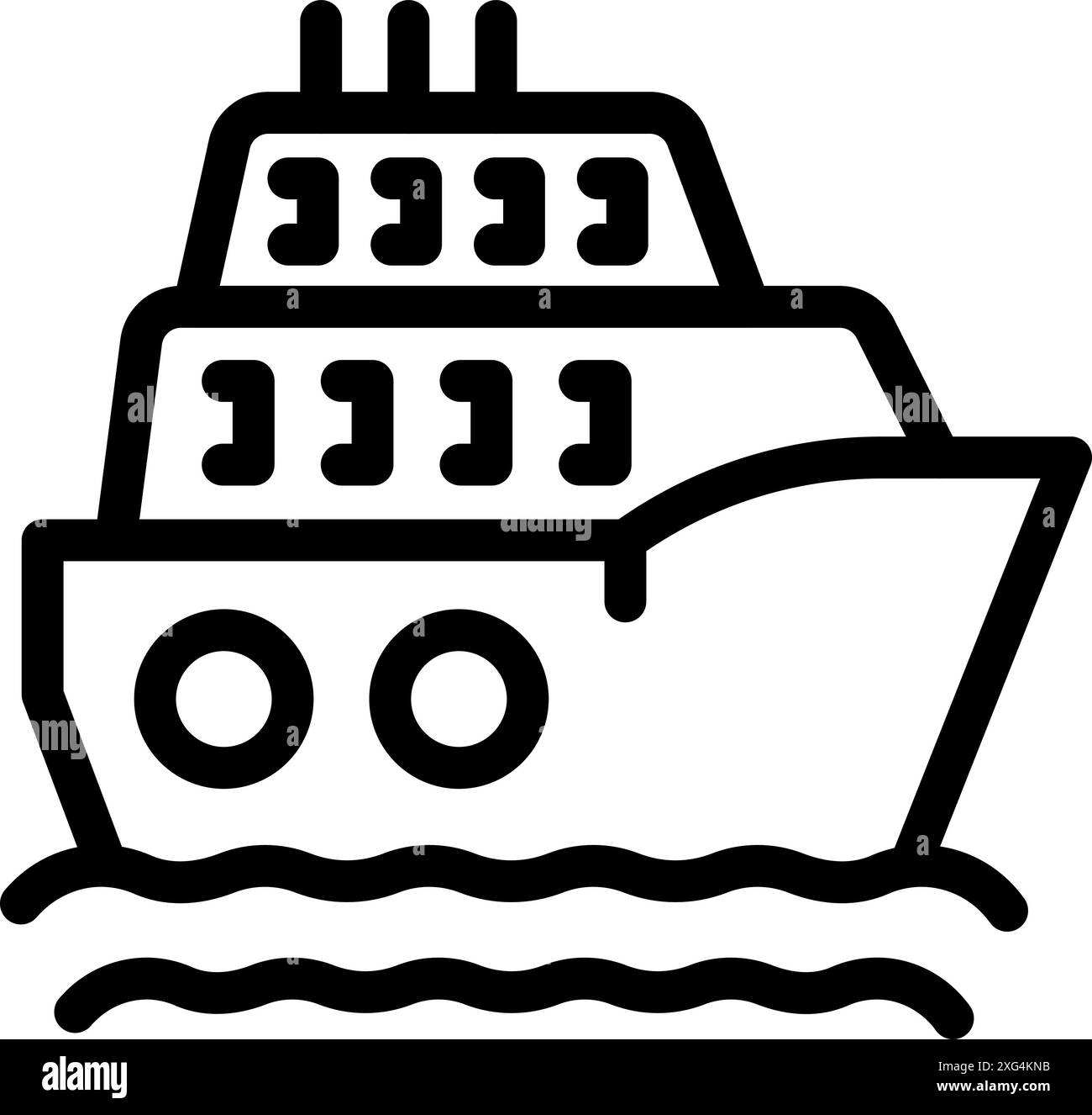 Minimalist icon of a big cruise ship sailing on water waves Stock ...