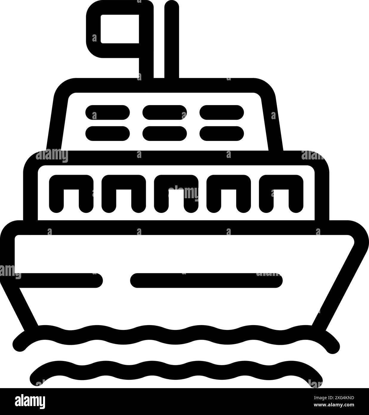 Simple black and white line drawing of a passenger ferry boat sailing ...
