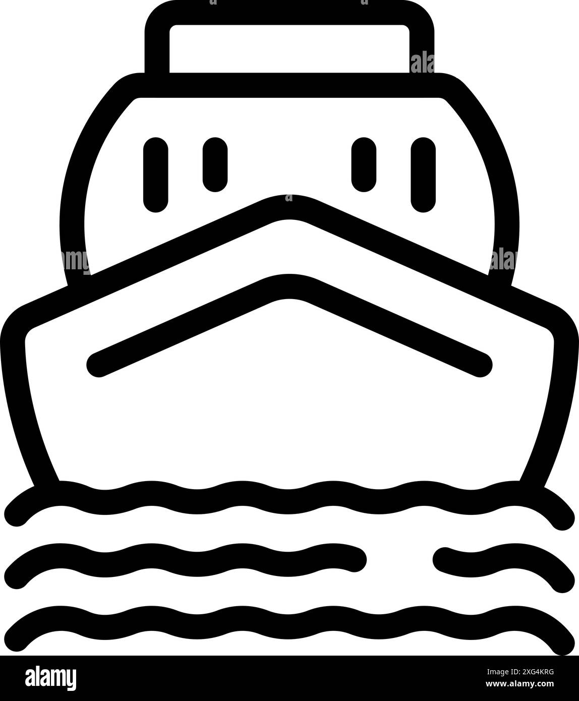 Simple line drawing of a large passenger ship sailing on the ocean ...