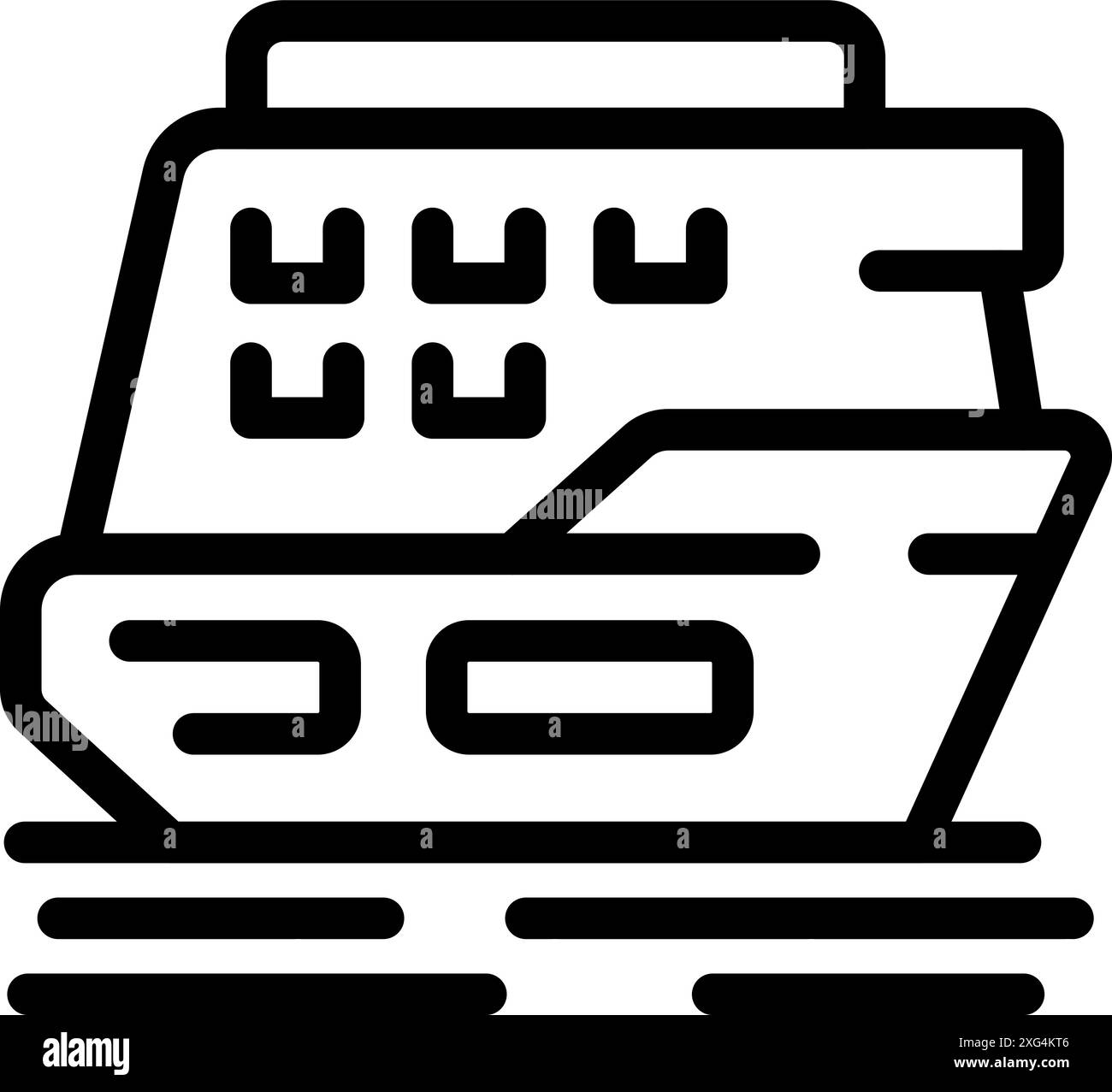 Minimalist icon of a large cruise ship sailing on water, designed with ...