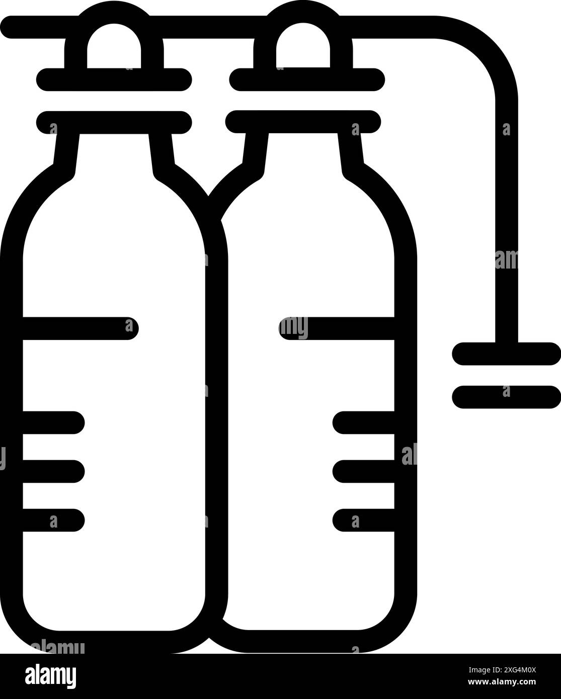 Line icon of two oxygen tanks connected together, representing scuba ...
