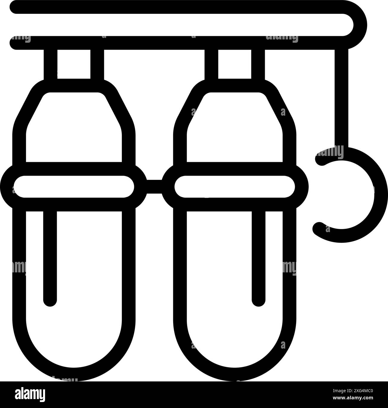 Oxygen mask hanging on a rail, a first aid equipment icon in line style ...