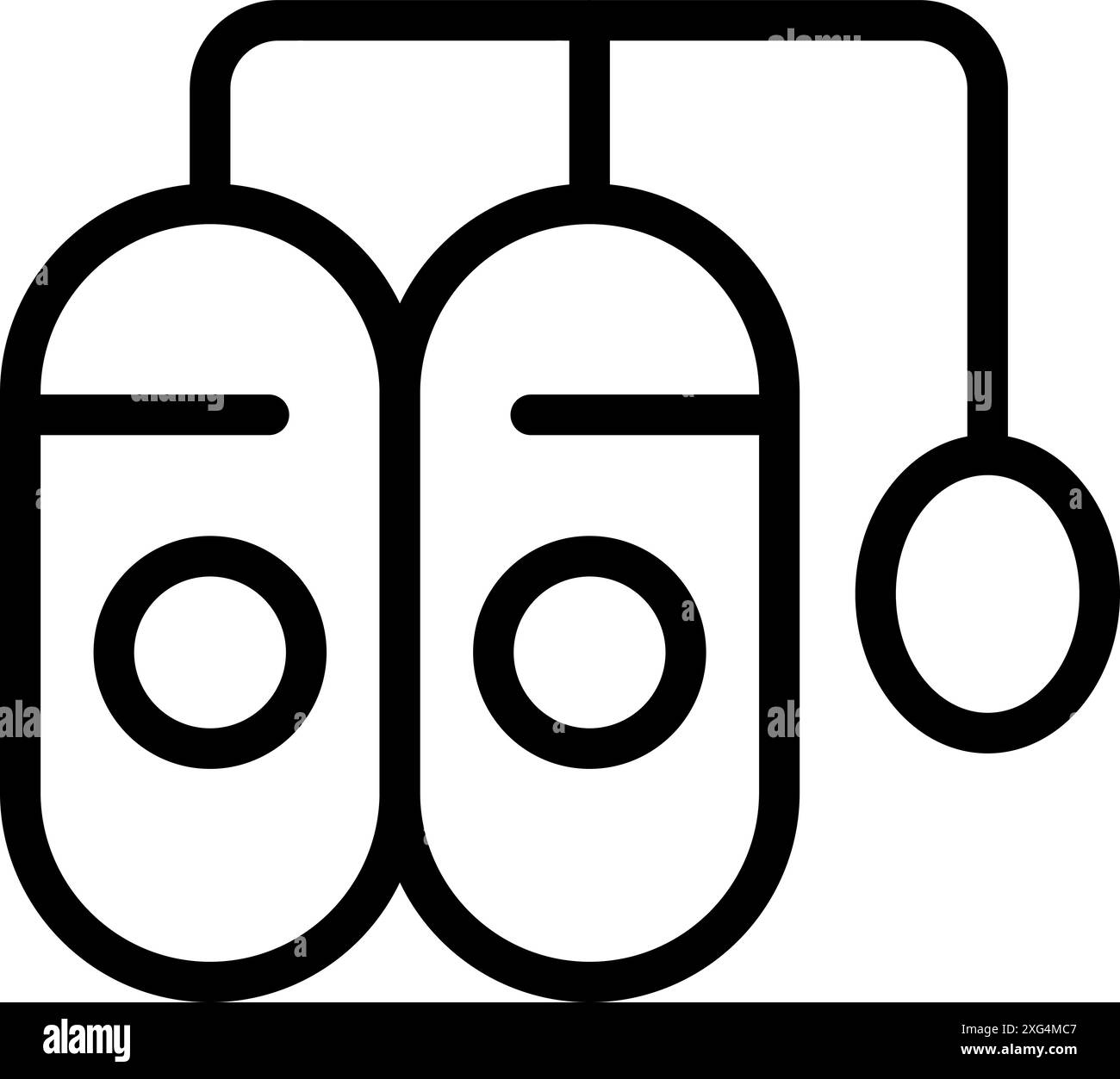 Simple black and white line icon of an oxygen mask hanging, ready to ...