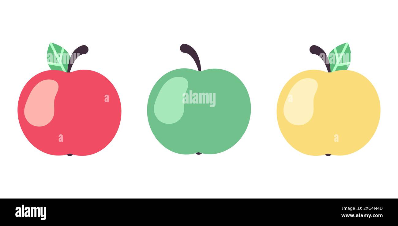 Three different apples. Vector flat illustration Stock Vector Image ...