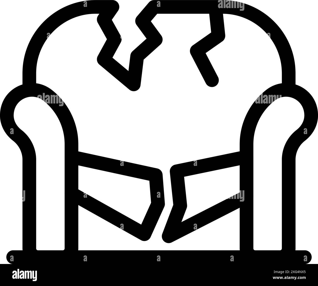 Line drawing of a couple sitting on a couch with a large crack ...