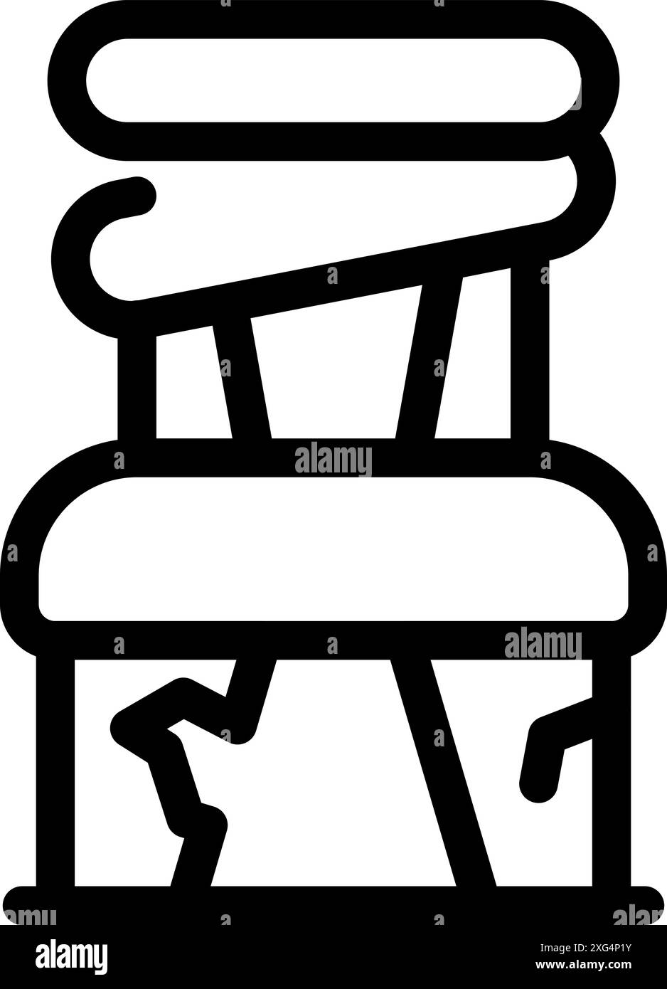 Line art icon of a house with cracks on the wall, representing an ...