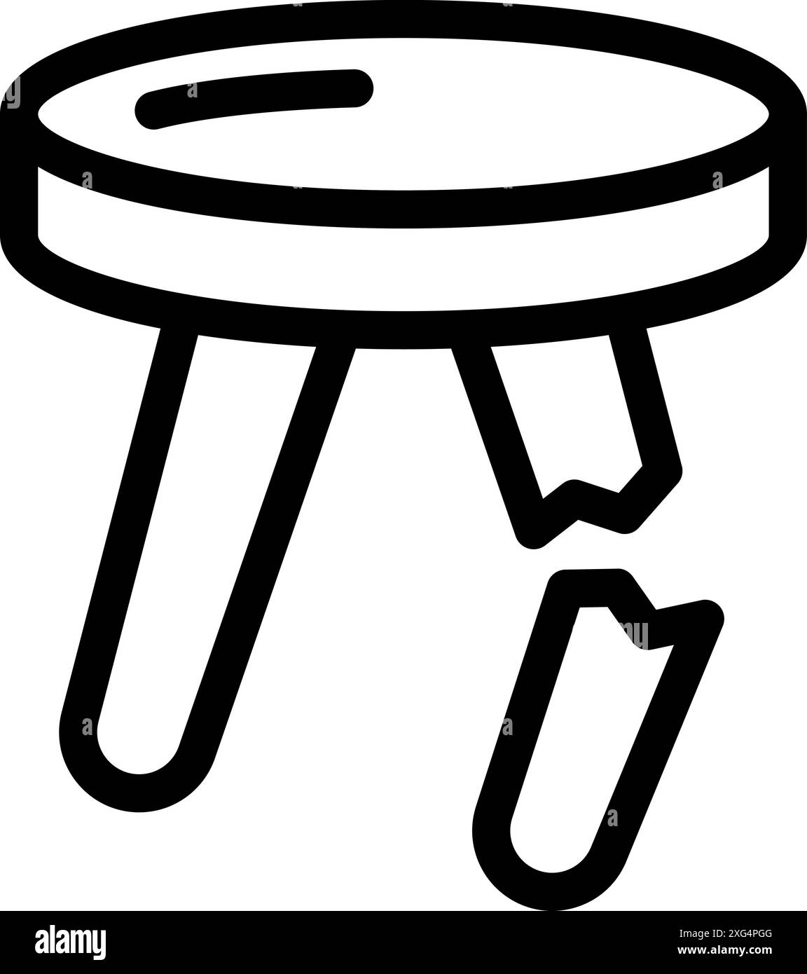 Stool is missing a leg and represents a dangerous situation in a home ...