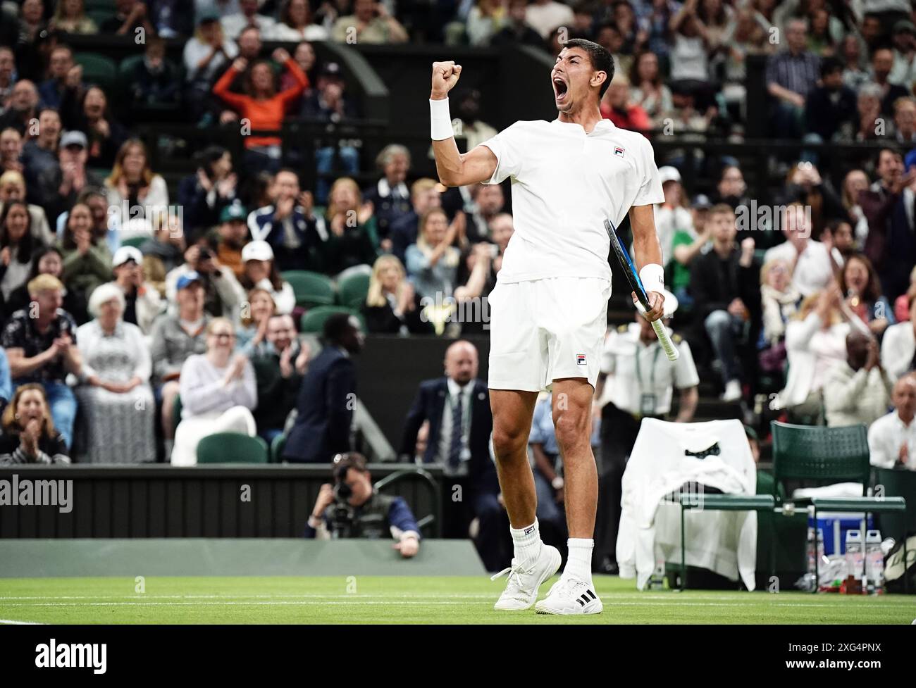 Alexei Popyrin reacts during his match against Novak Djokovic (not pictured) on day six of the ...