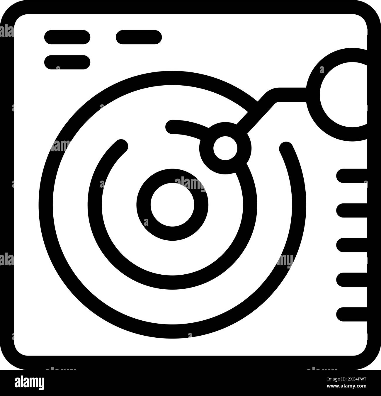Simple vinyl record player playing music icon in outline style Stock ...