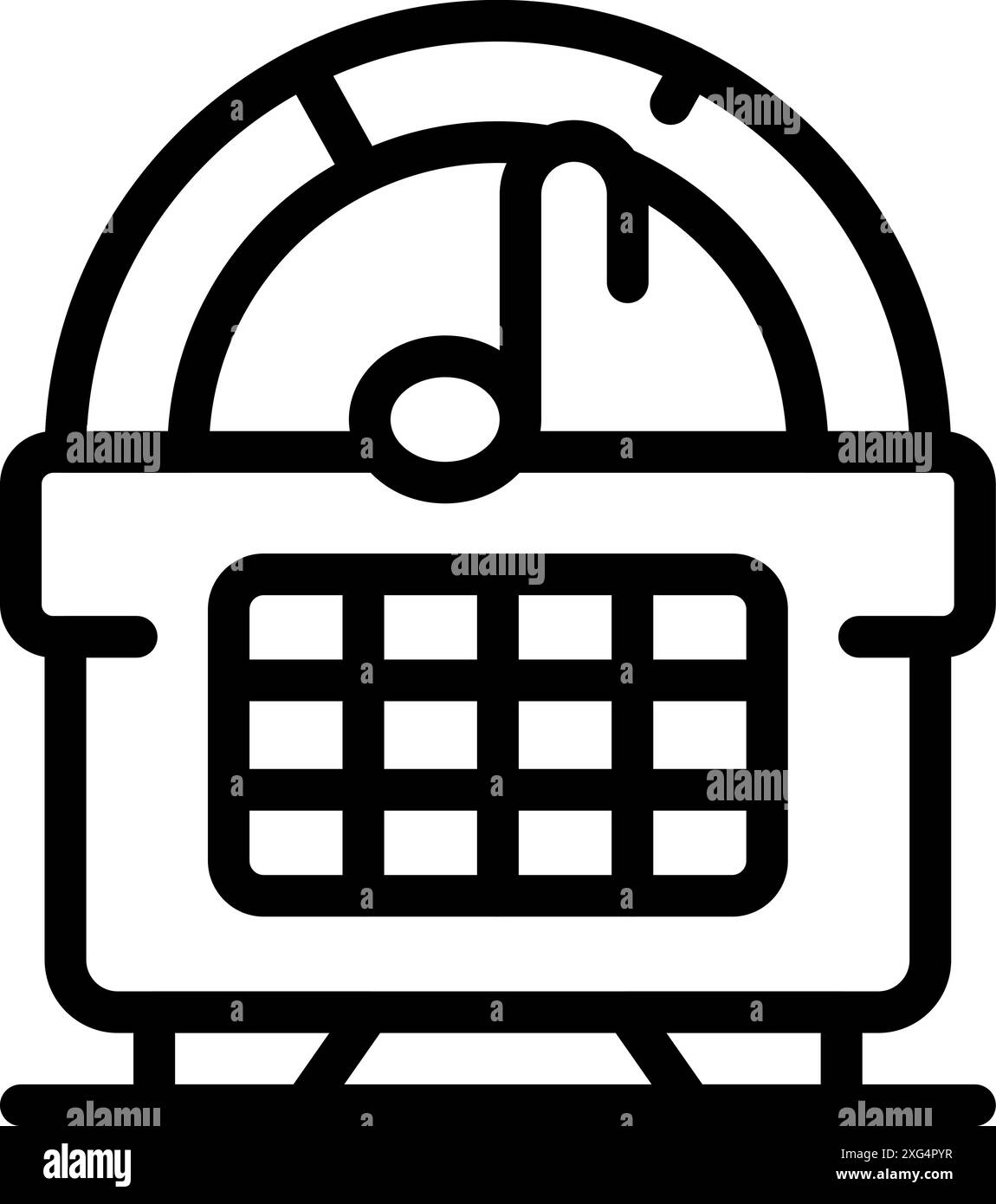 Simple outline icon of a classic jukebox playing music, evoking ...