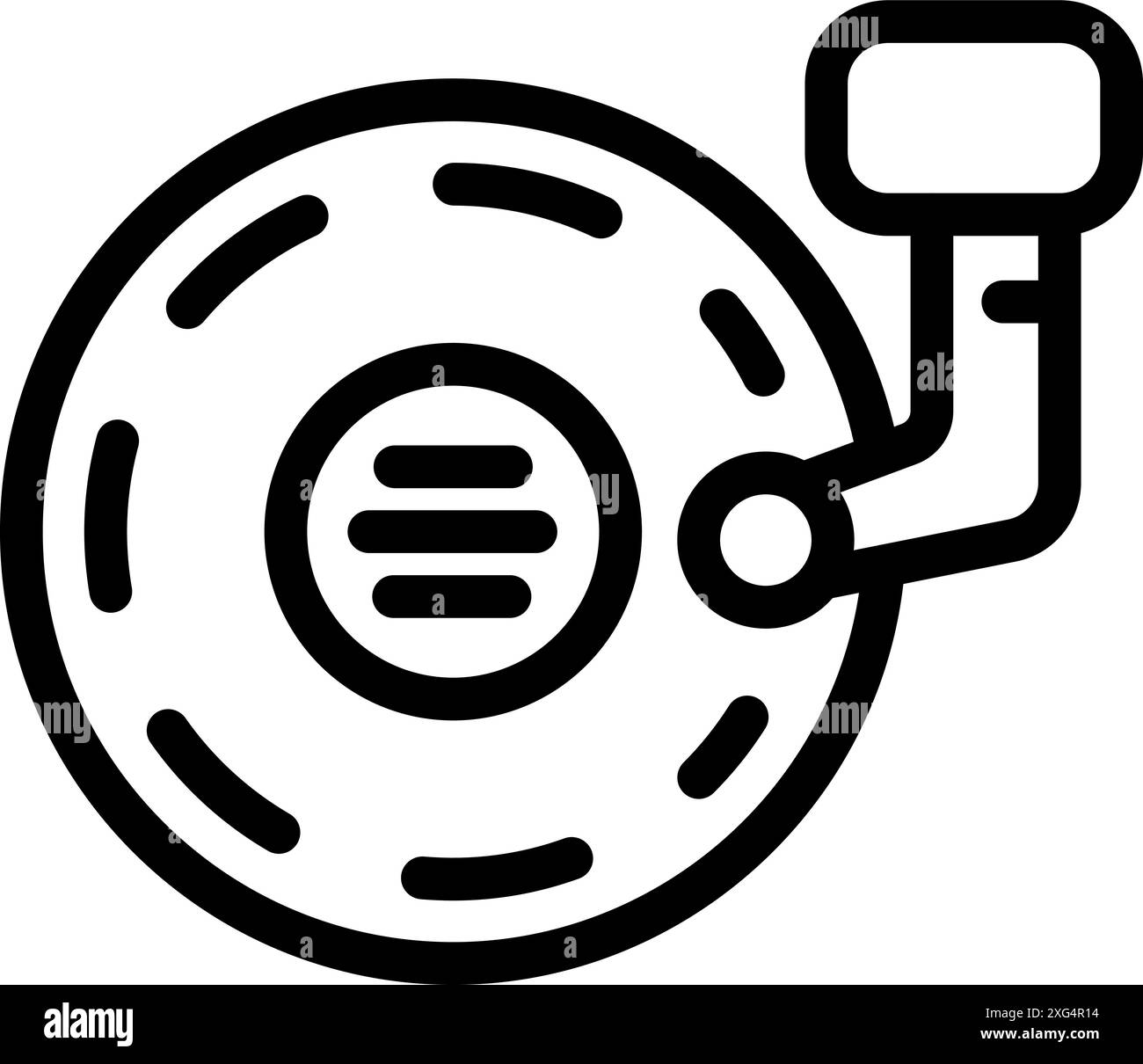 Simple line drawing icon logo representing a bike brake disc with ...
