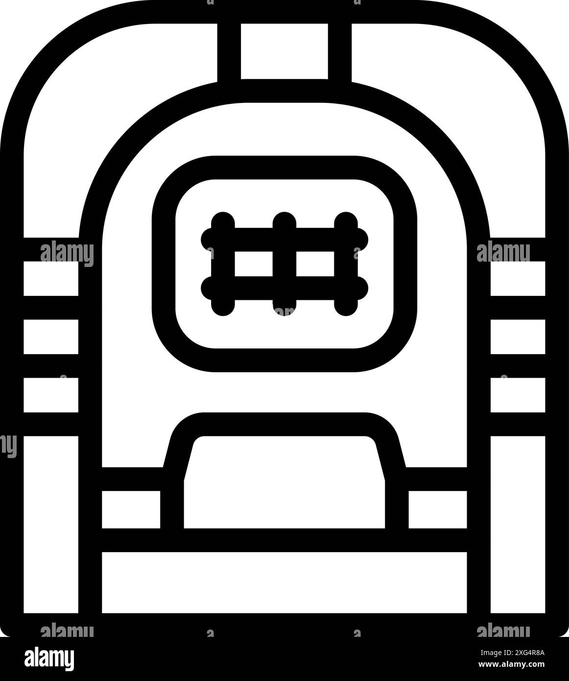 Simple line icon of a prison cell interior, representing concepts of ...