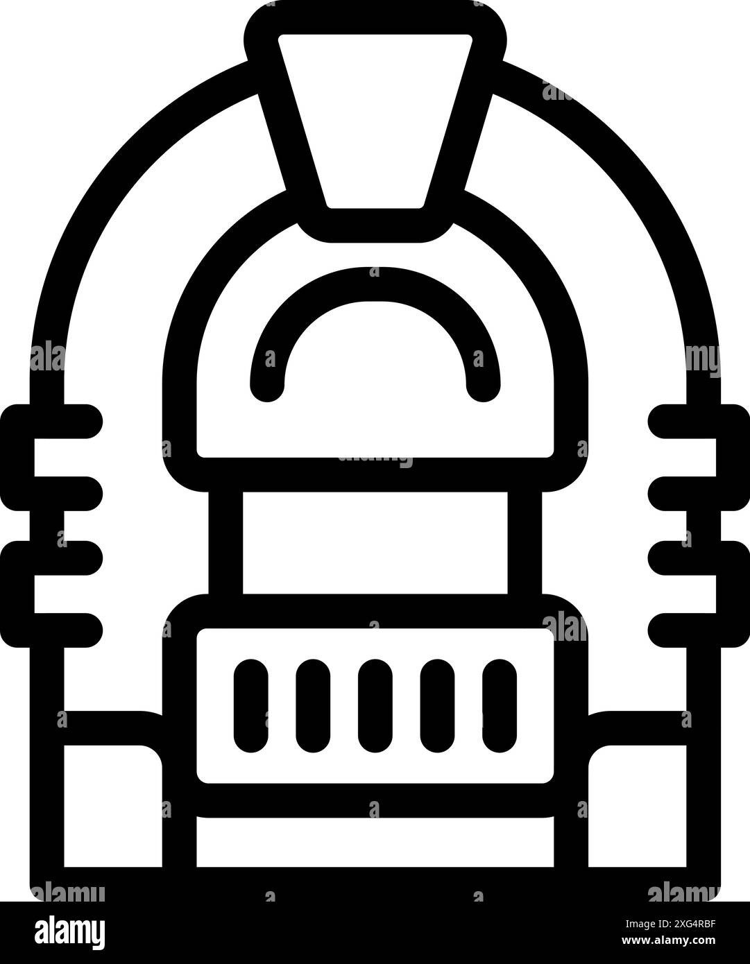 Simple outline icon of jukebox playing music from vinyl record for web ...