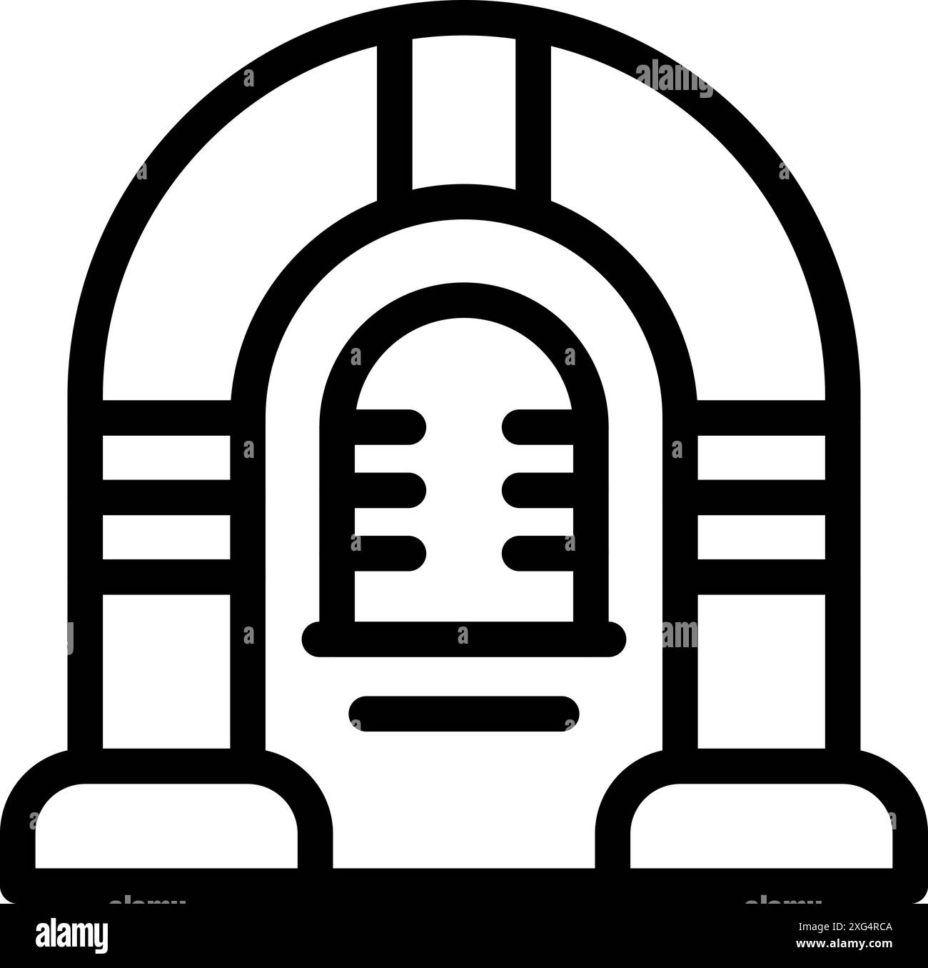 Simple line drawing icon of a bomb shelter entrance, offering safety ...