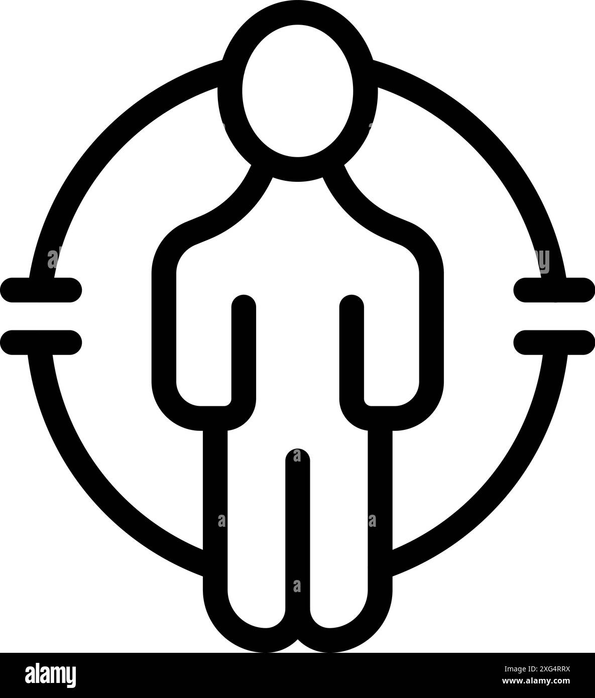 Line art icon of a person inside a circle with an equal sign ...