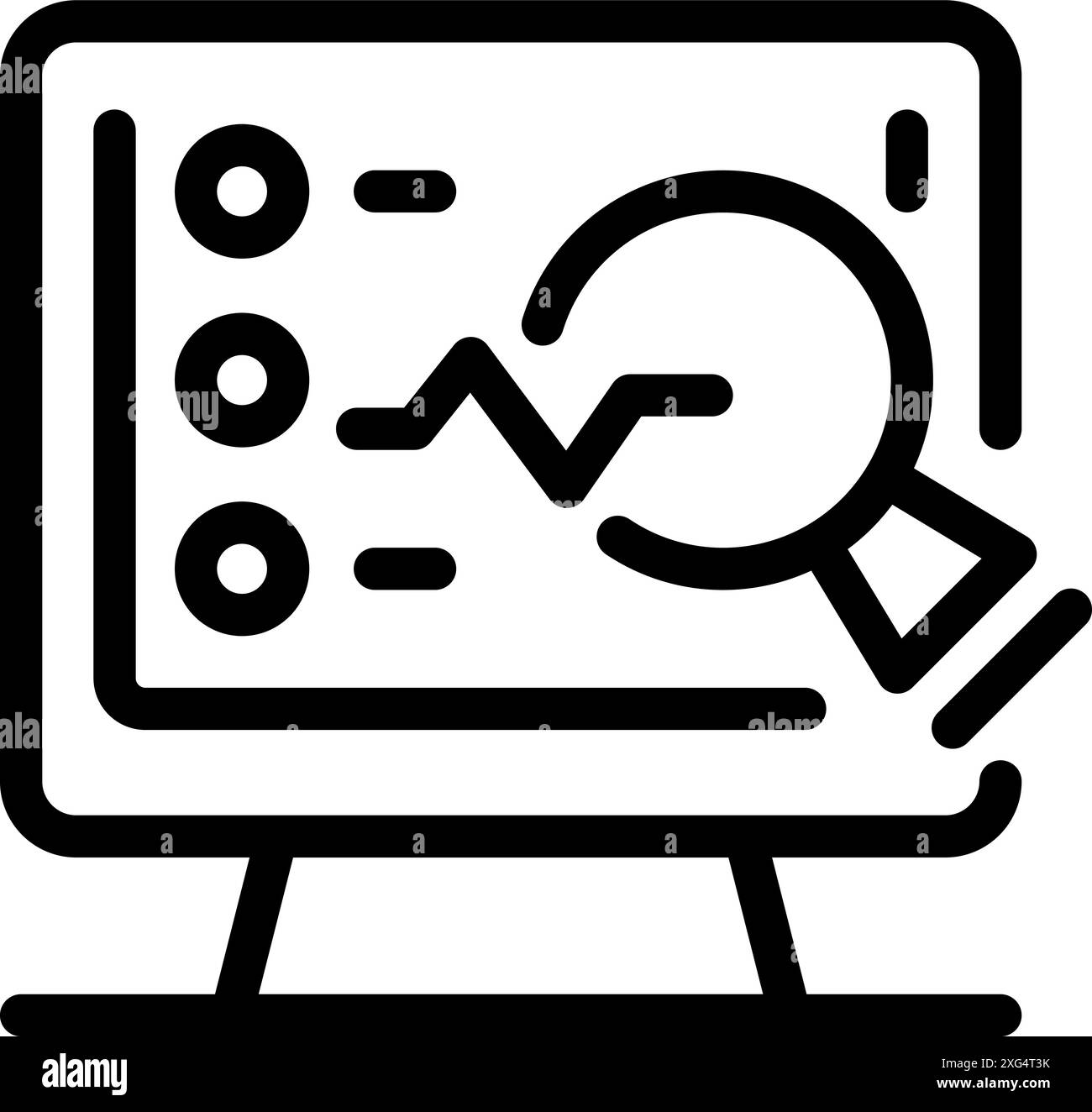 Magnifying glass is being used to examine data displayed on a computer ...