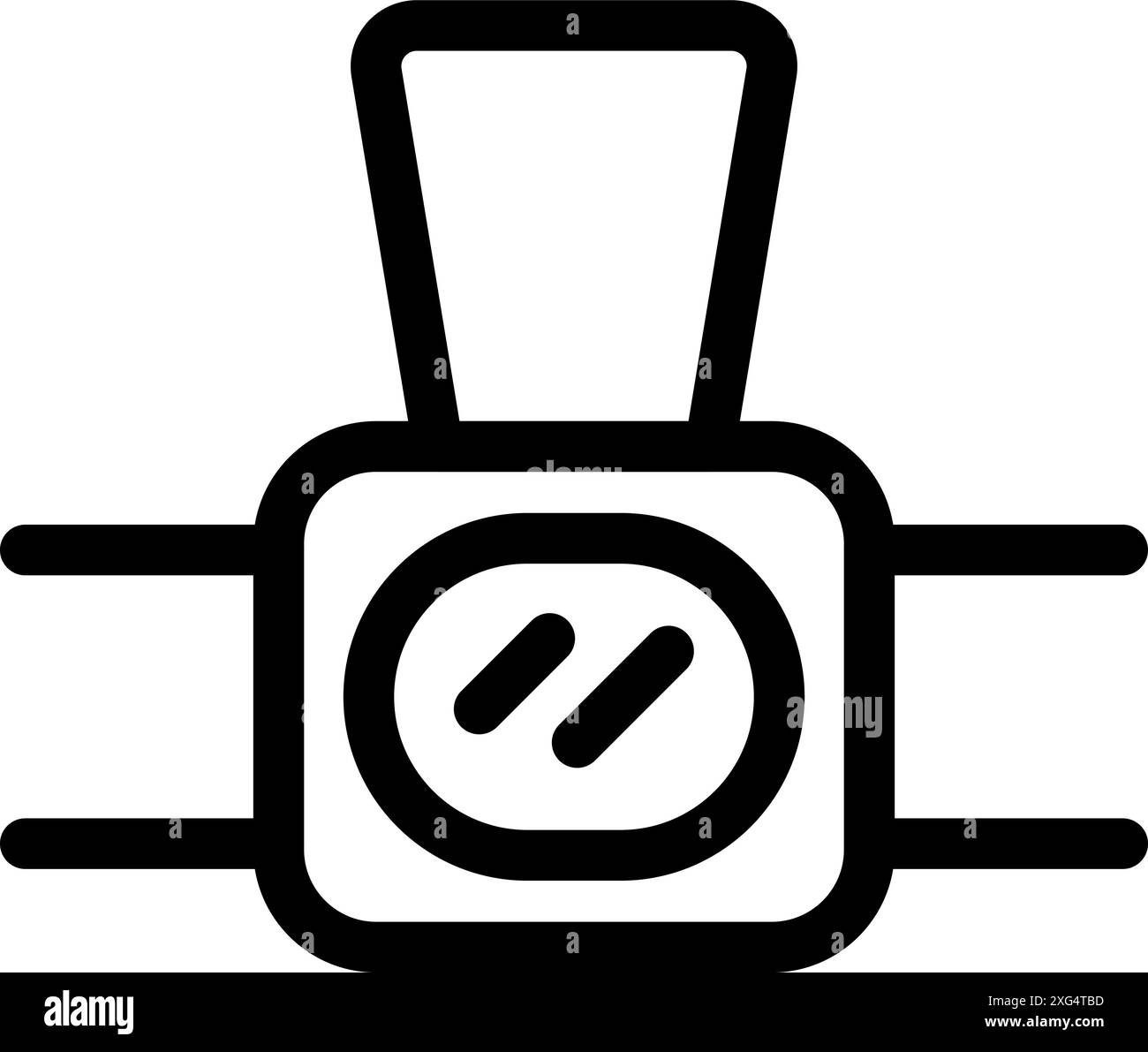 Simple bold outline icon of a valve regulating the flow of a liquid ...