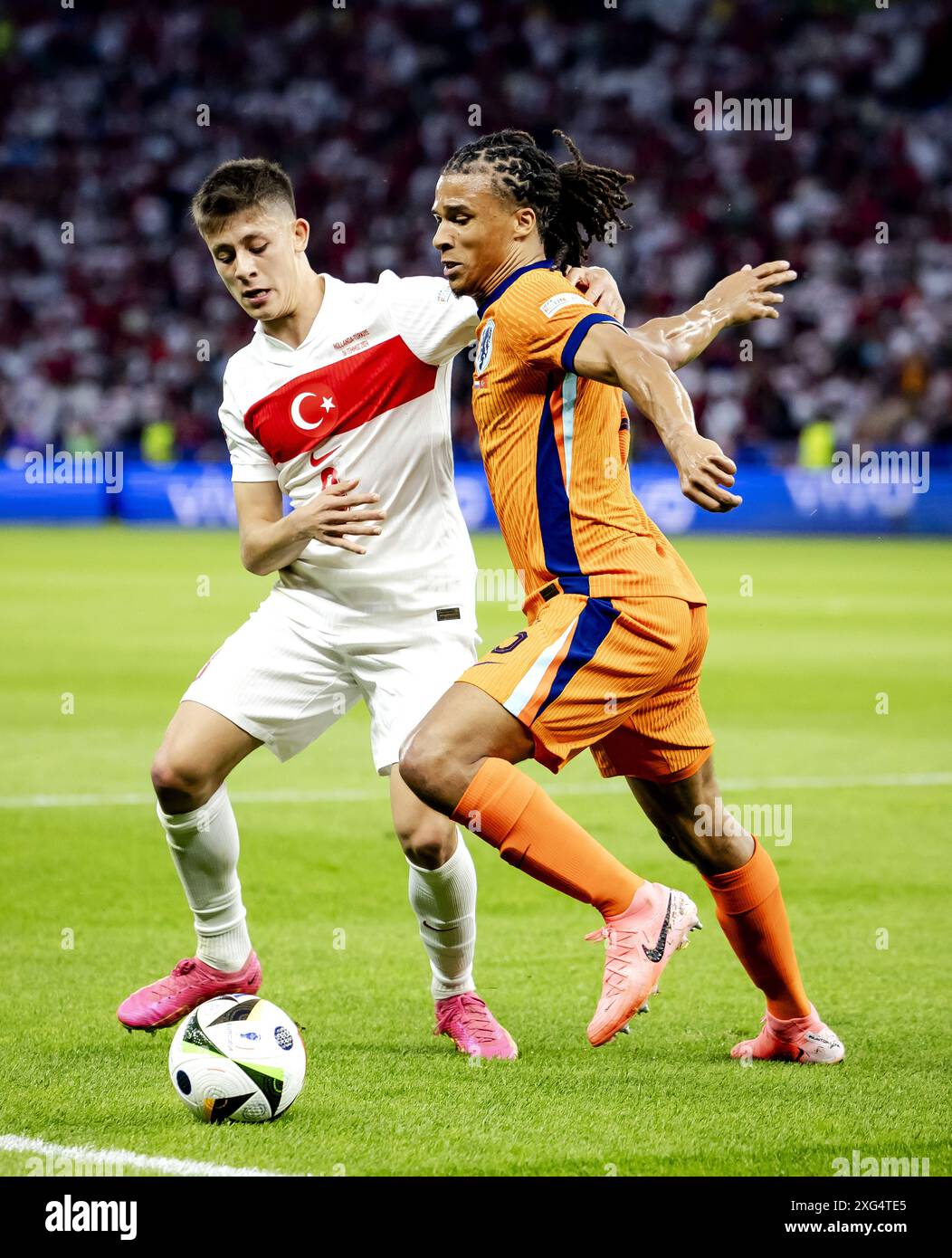 BERLIN - Arda Guler of Turkey and Nathan Ake of Holland (l-r) during ...