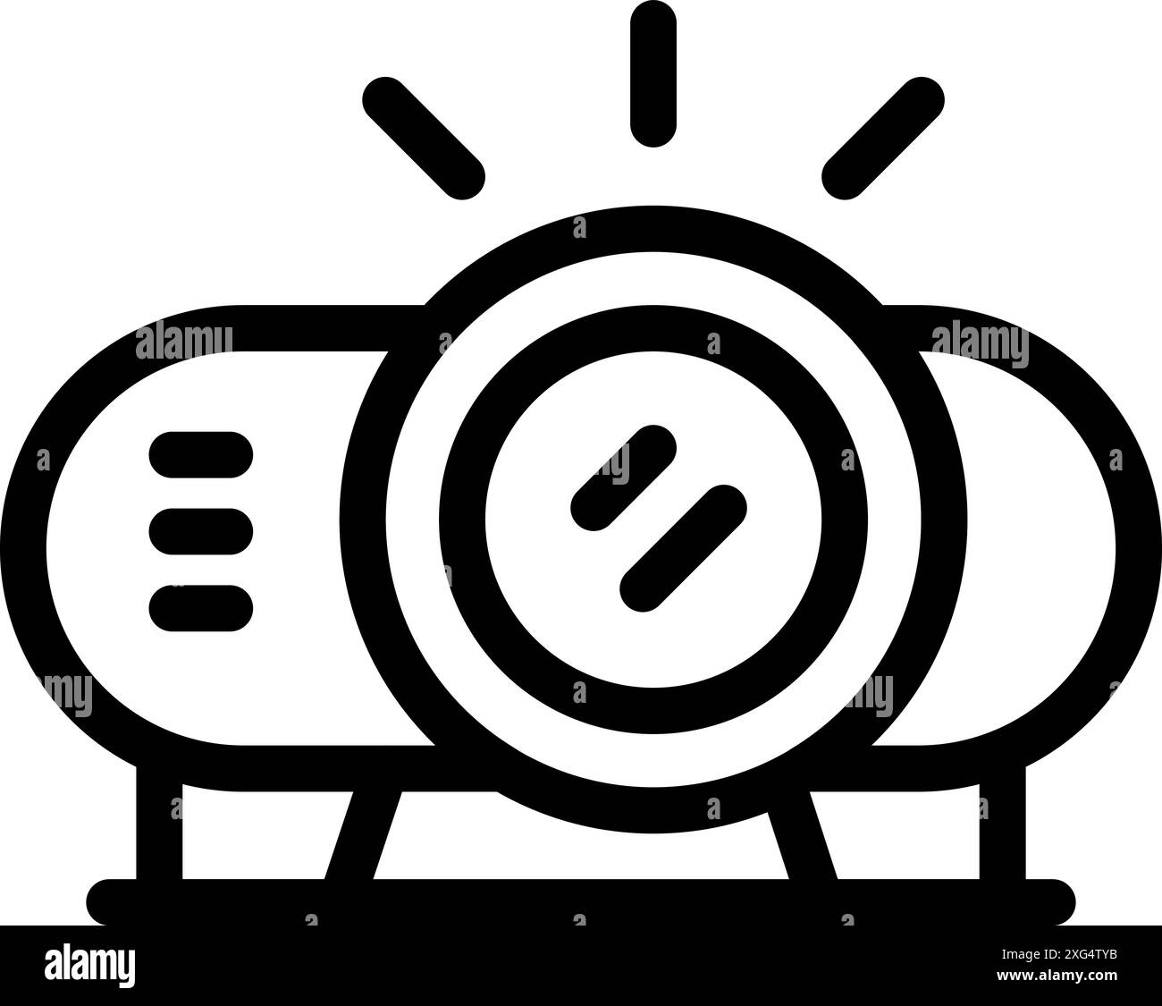 Simple line icon representing a water heater working at full power ...