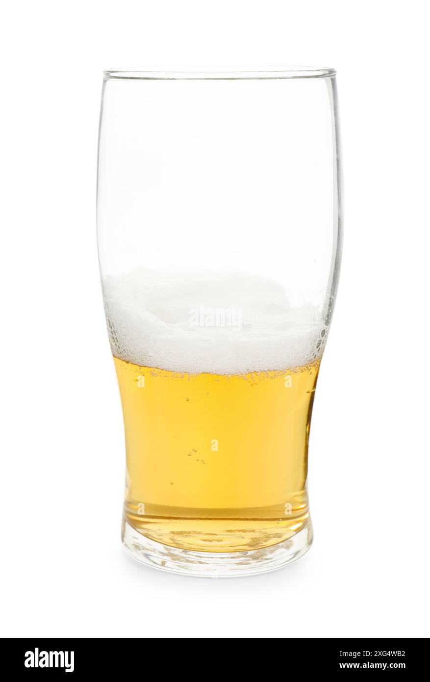 Half full glass of beer isolated on white Stock Photo - Alamy