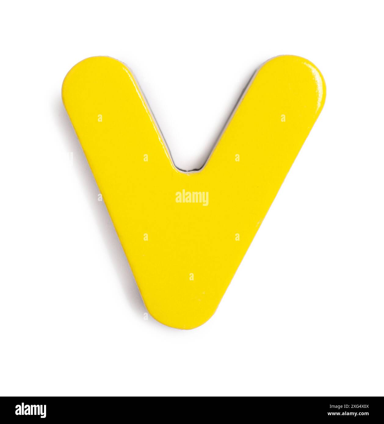 Yellow magnetic letter V isolated on white, top view. Alphabet Stock ...