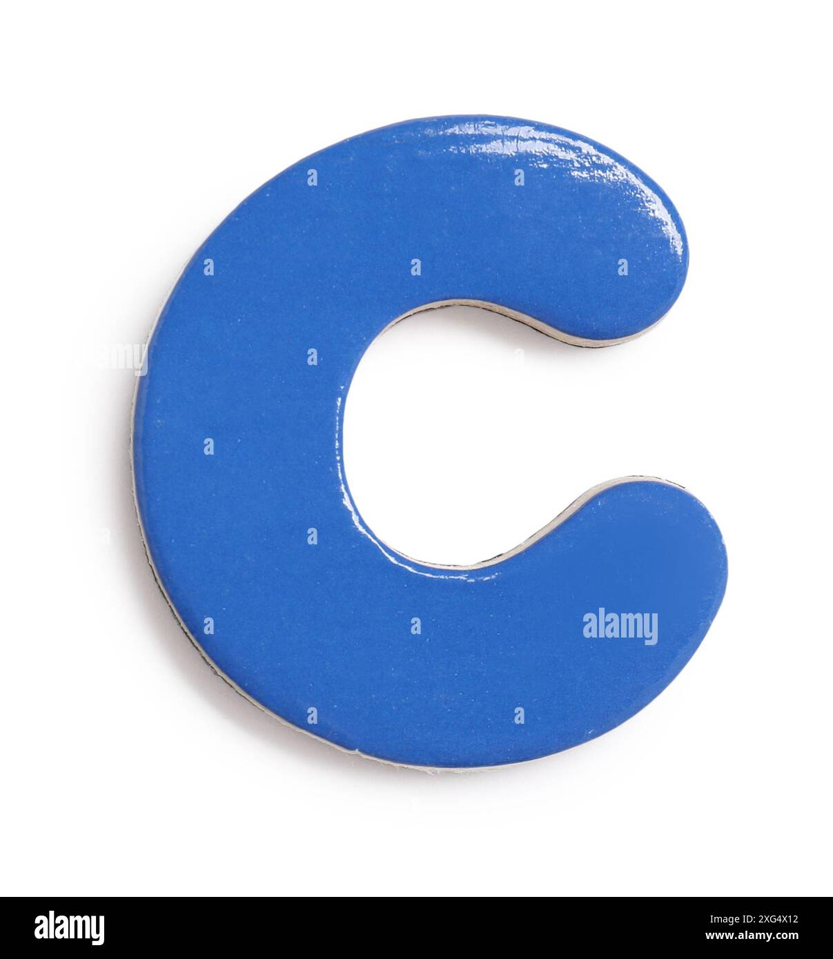 Alphabet. Blue magnetic letter C isolated on white, top view Stock ...